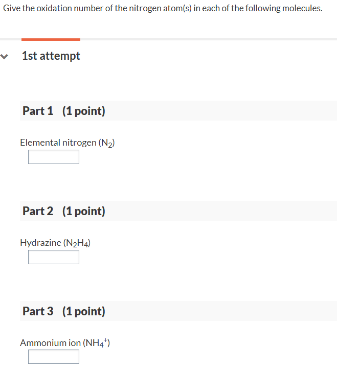 Solved Give the oxidation number of ﻿the nitrogen atom(s) in | Chegg.com