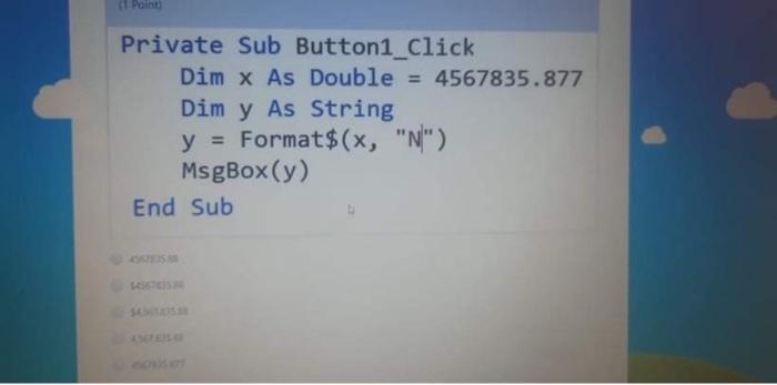 Solved Private Sub Button1_Click Dim x As Double = | Chegg.com