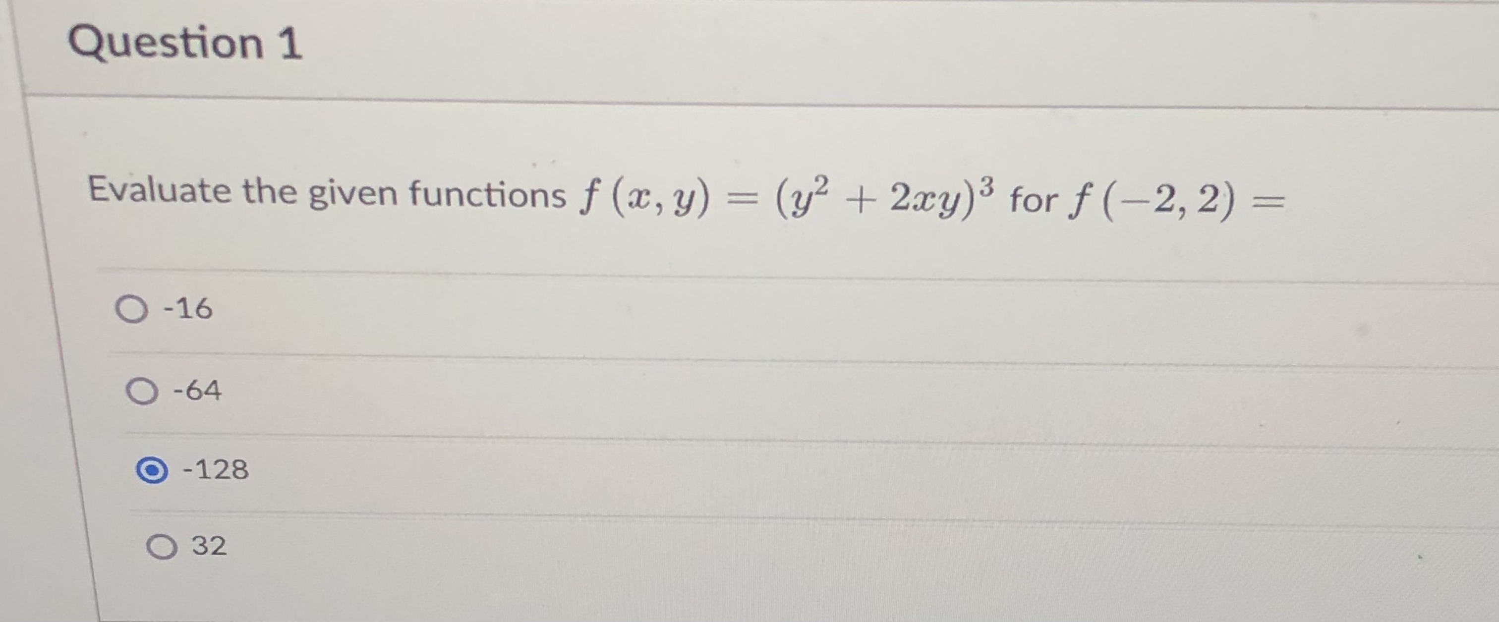Solved Question 1Evaluate the given functions | Chegg.com