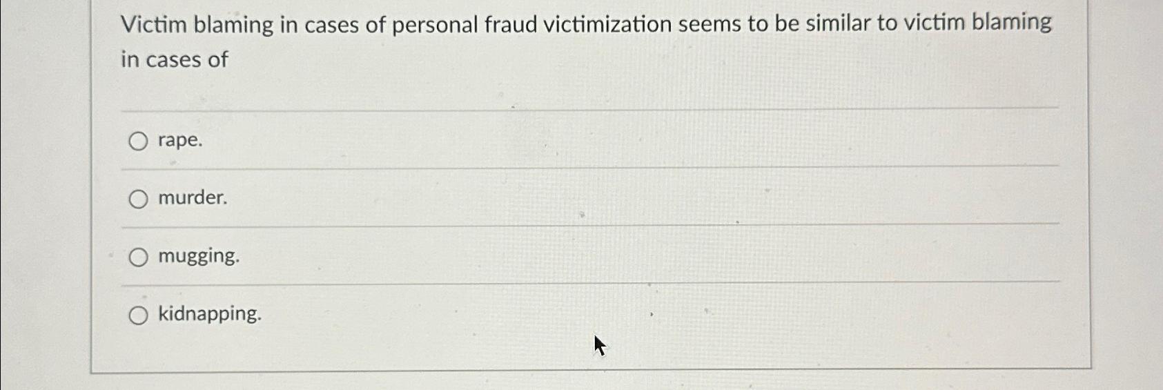 Solved Victim blaming in cases of personal fraud | Chegg.com