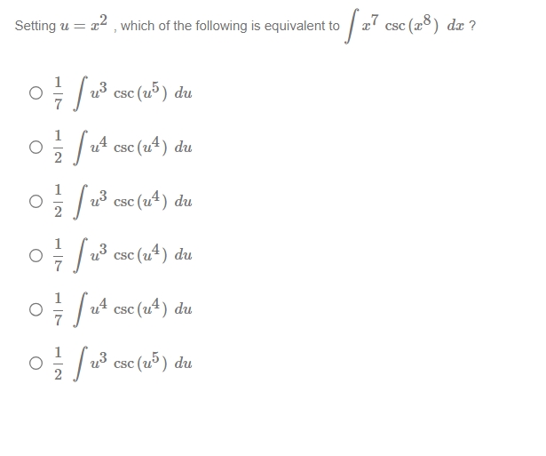 Solved Setting u=x2 ﻿ , ﻿which of the following is | Chegg.com