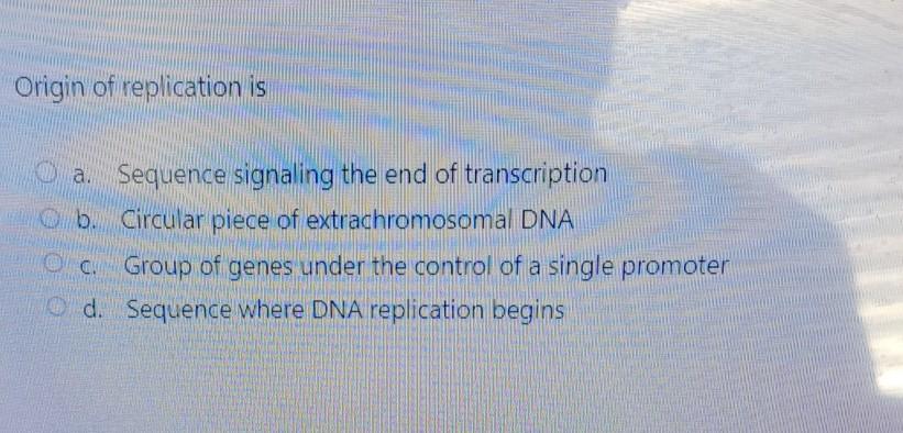 Solved Origin of replication isa. ﻿Sequence signaling the | Chegg.com