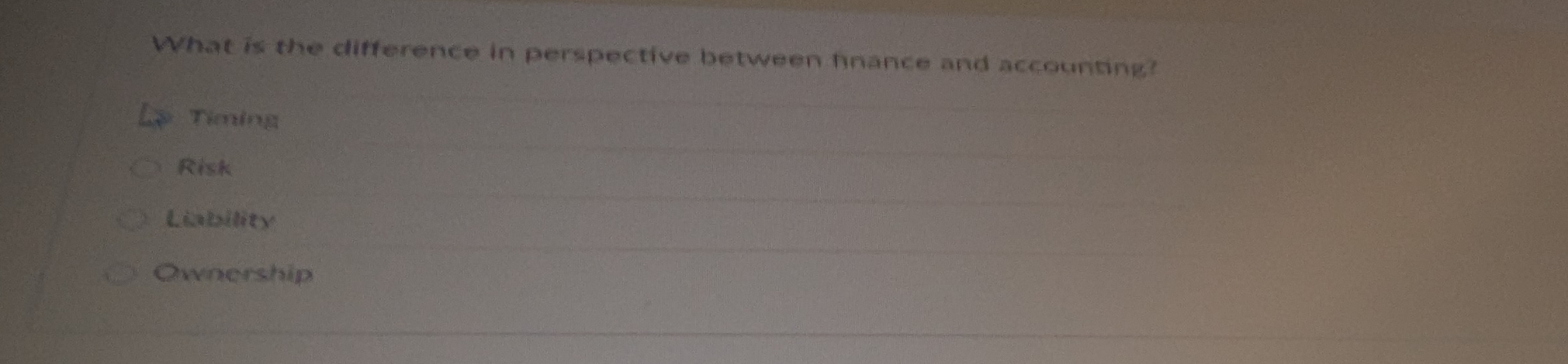 Solved What is the difference in perspective between finance | Chegg.com