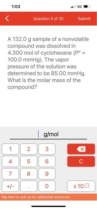 Solved A 132.0 g sample of a nonvolatile compound was | Chegg.com