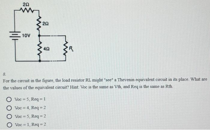 Solved For the circuit in the figure, the load resistor RL | Chegg.com