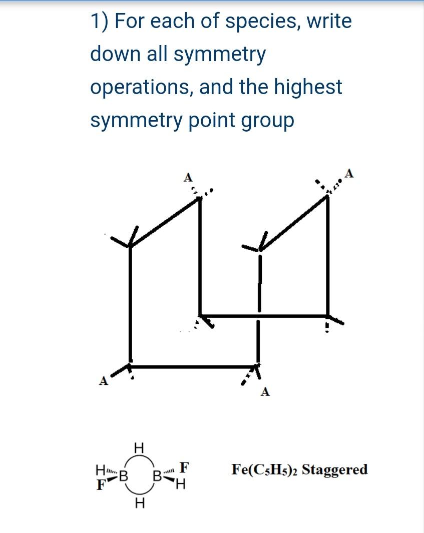 Solved 1) For each of species, write down all symmetry | Chegg.com