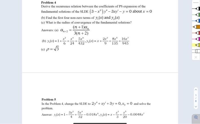 Solved Problem 4 Derive the recurrence relation between the | Chegg.com
