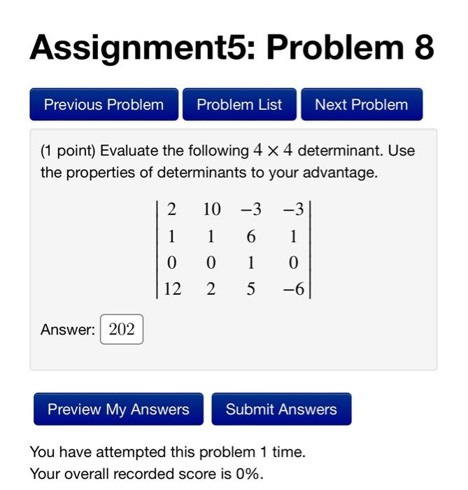Solved Assignment5 Problem 8 Previous Problem Problem List 2775
