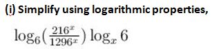 Solved (i) ﻿Simplify using logarithmic | Chegg.com