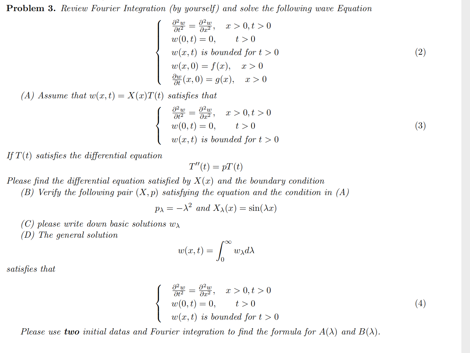 Solved Problem 3. ﻿Review Fourier Integration (by yourself) | Chegg.com