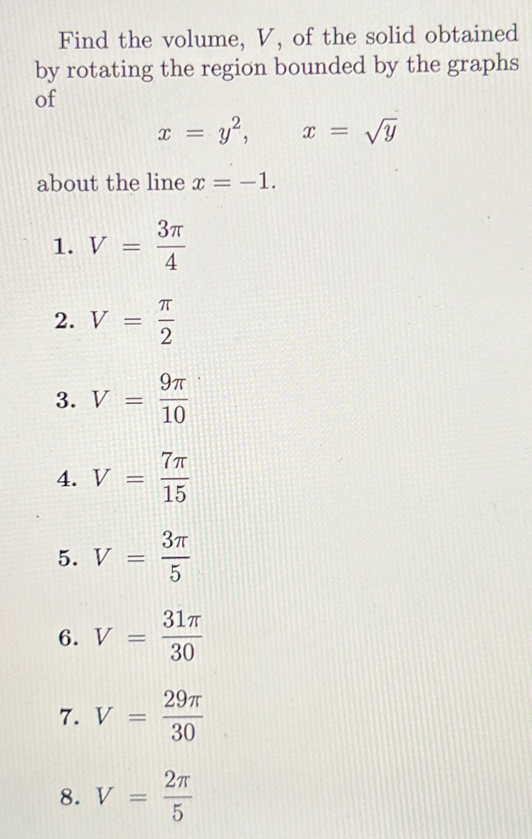 Solved Find the volume, V, ﻿of the solid obtained by | Chegg.com