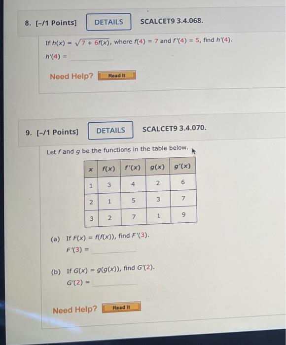 Solved 8. [-/1 Points] DETAILS SCALCET9 3.4.068. If h(x) = | Chegg.com