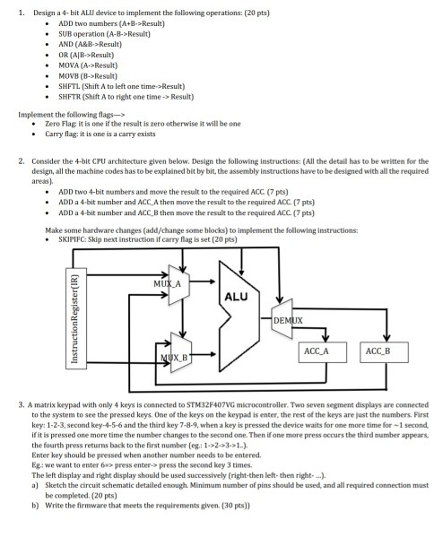 Consider the 4-bit CPU architecture given below. | Chegg.com