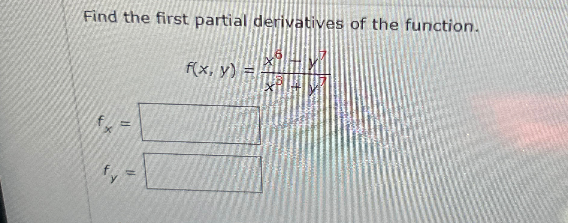 Solved Find the first partial derivatives of the | Chegg.com