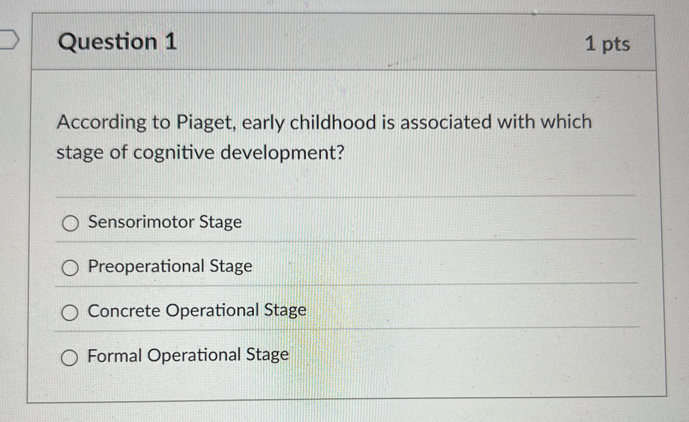 Solved Question 11 ﻿ptsAccording to Piaget, early childhood | Chegg.com