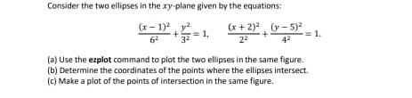 Solved Consider the two ellipses in the xy.plane given by | Chegg.com