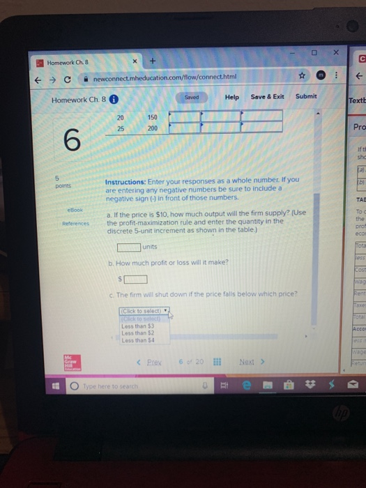 Solved: Homework Ch 8 X € C Newconnect.mheducation.com/flo... | Chegg.com