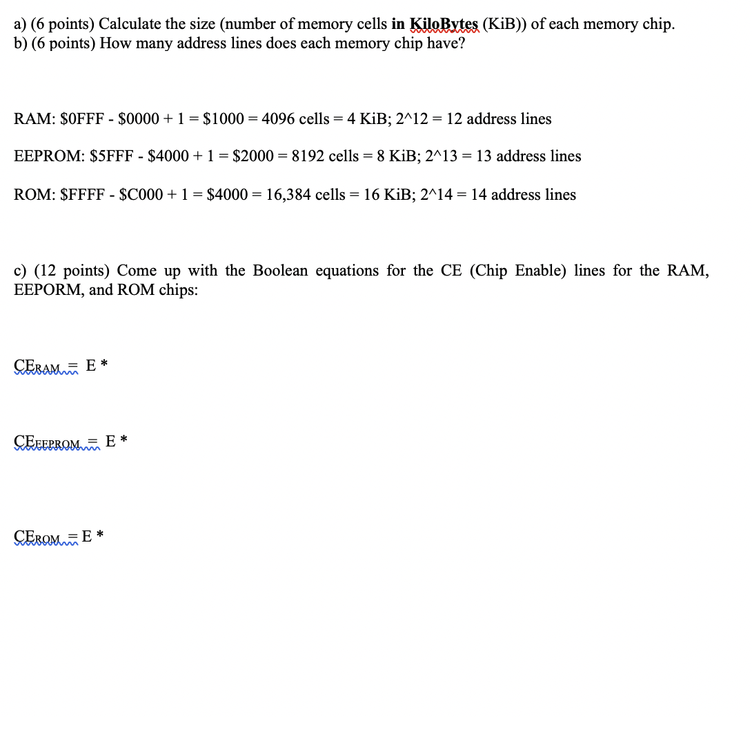 Solved a) (6 ﻿points) ﻿Calculate the size (number of memory | Chegg.com