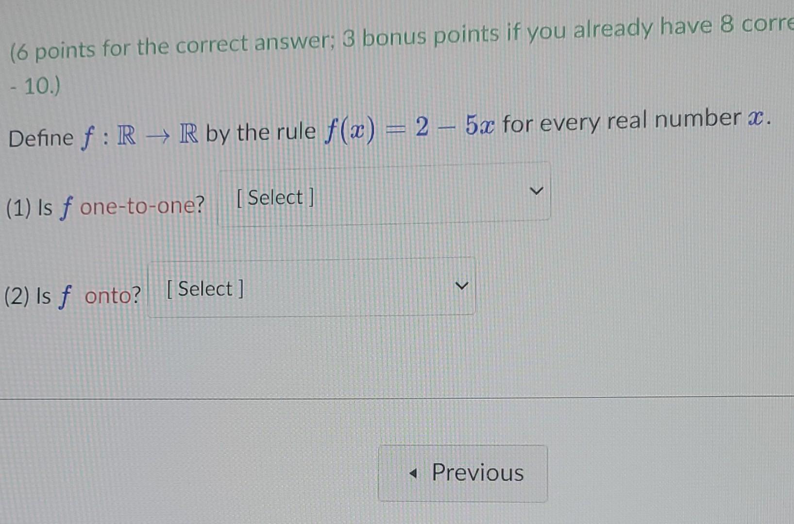 Solved 6 Points For The Correct Answer 3 Bonus Points If 