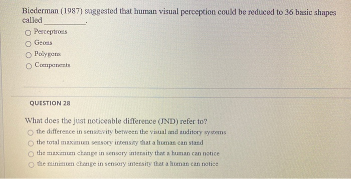 Solved Biederman (1987) suggested that human visual | Chegg.com