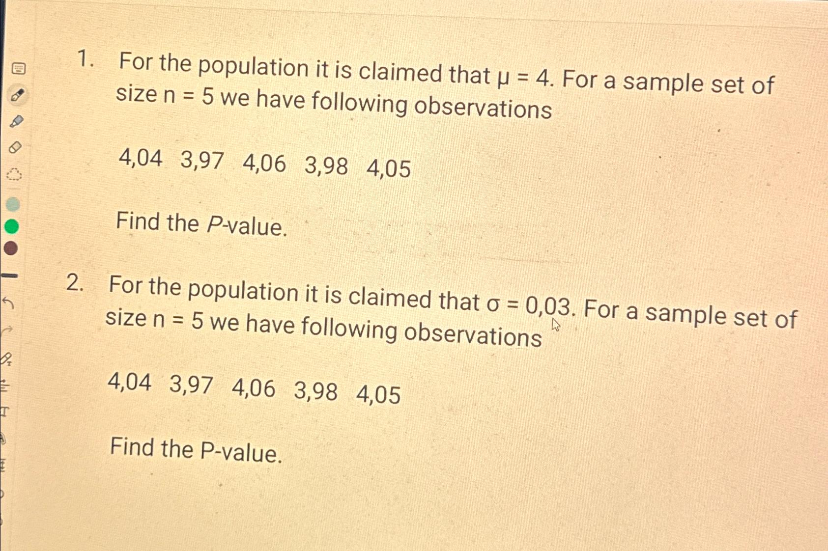Solved For the population it is claimed that μ=4. ﻿For a | Chegg.com