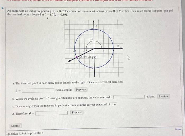 Solved An angle with an initial ray pointing in the 3 | Chegg.com