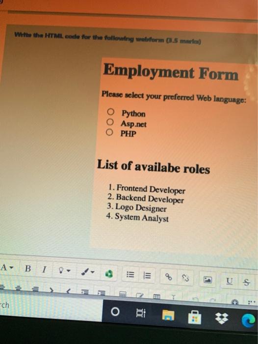 Solved Write the HTML code for the following webform (3.5 | Chegg.com