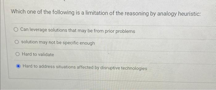 Solved Which one of the following is a limitation of the | Chegg.com