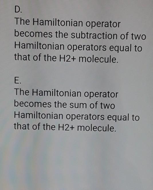Solved What happens to the Hamiltonian operator expression | Chegg.com