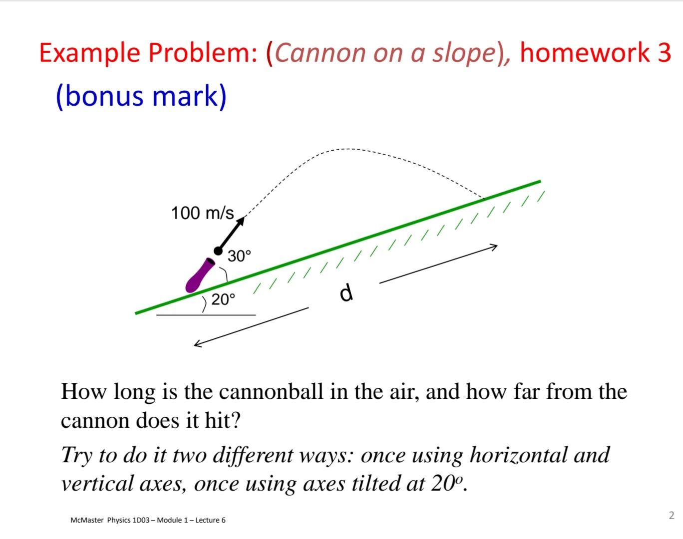 Solved Example Problem: (Cannon on a slope), homework 3 | Chegg.com