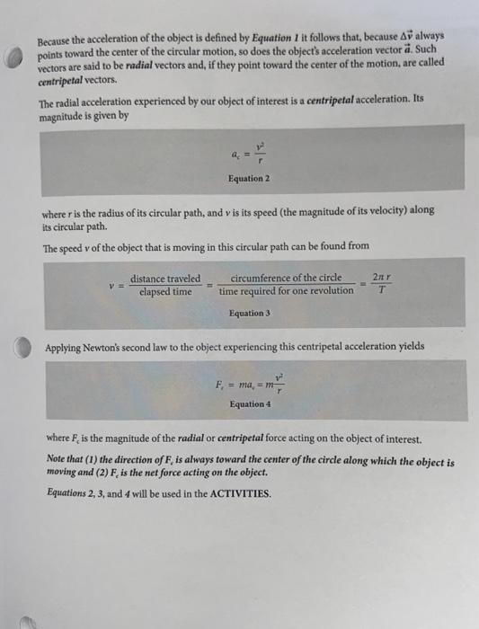 Solved UNIFORM CIRCULAR MOTION 1. Verify the dimensional | Chegg.com
