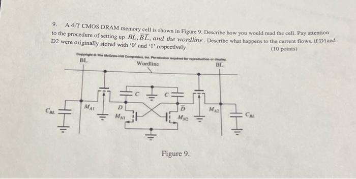 9. A 4-T CMOS DRAM memory cell is shown in Figure 9. | Chegg.com