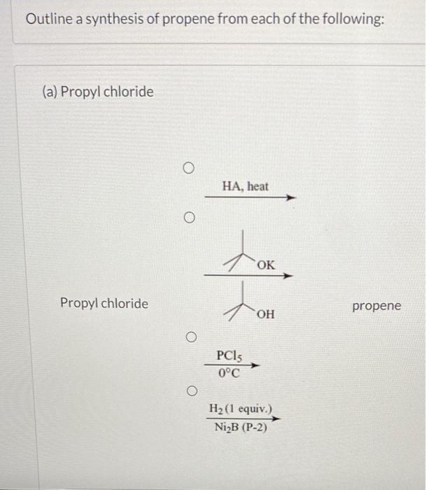 Solved Outline a synthesis of propene from each of the | Chegg.com