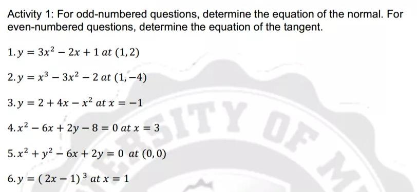 Solved Activity 1: For odd-numbered questions, determine the | Chegg.com