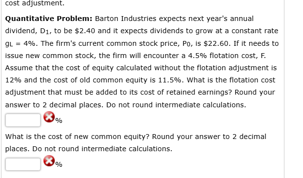 Solved cost adjustment. Quantitative Problem: Barton | Chegg.com