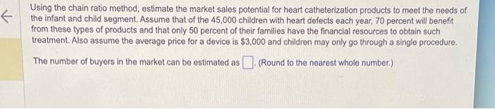 Solved Using the chain ratio method, estimate the market | Chegg.com