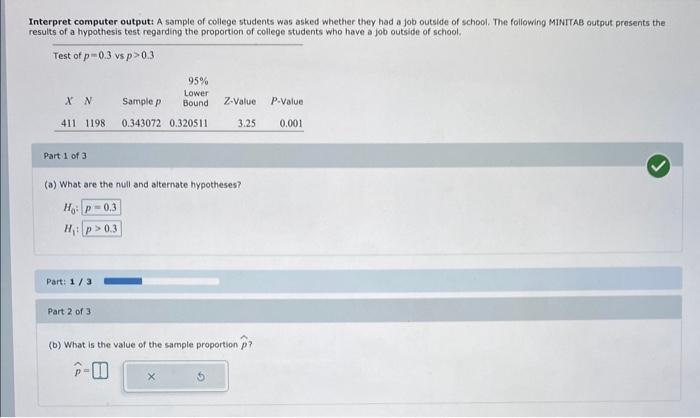 Solved Interpret computer output: A sample of college | Chegg.com