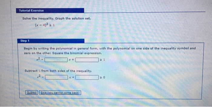 Solved Tutorial Exercise Solve the inequality. Graph the | Chegg.com