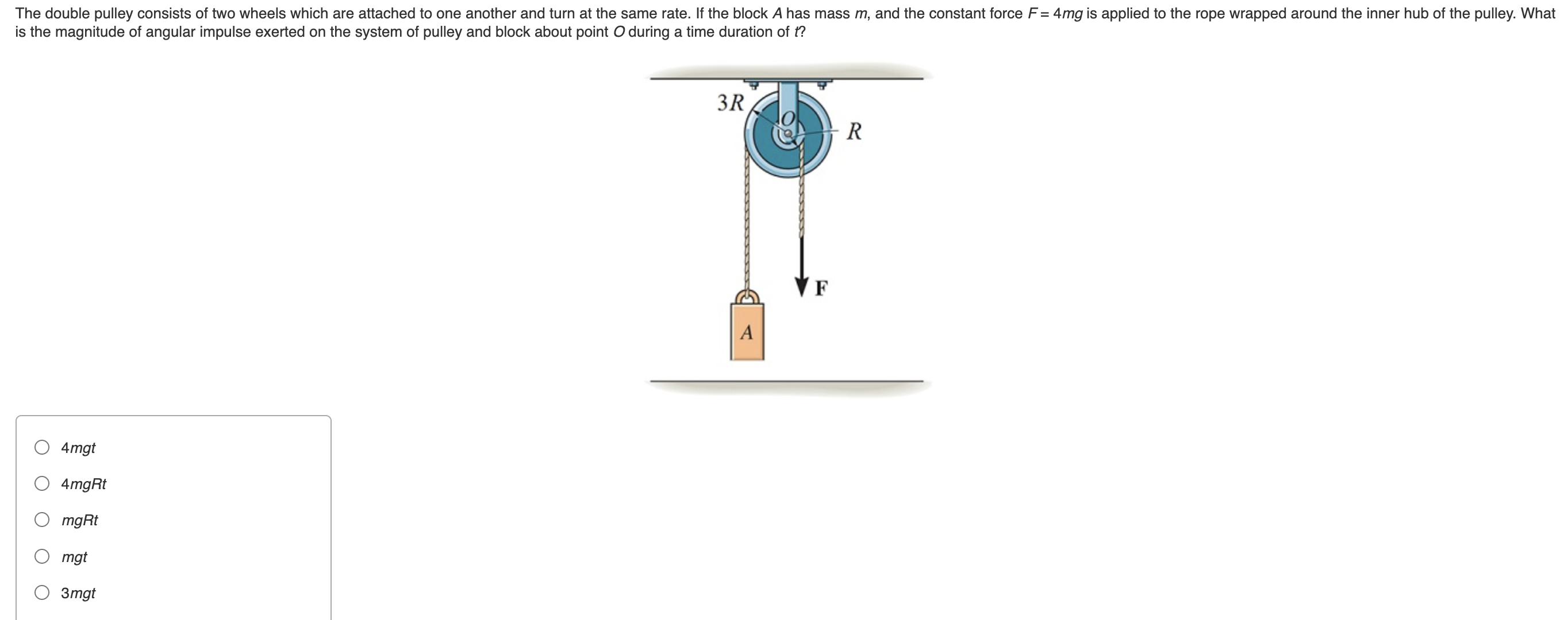 Solved The double pulley consists of two wheels which are | Chegg.com