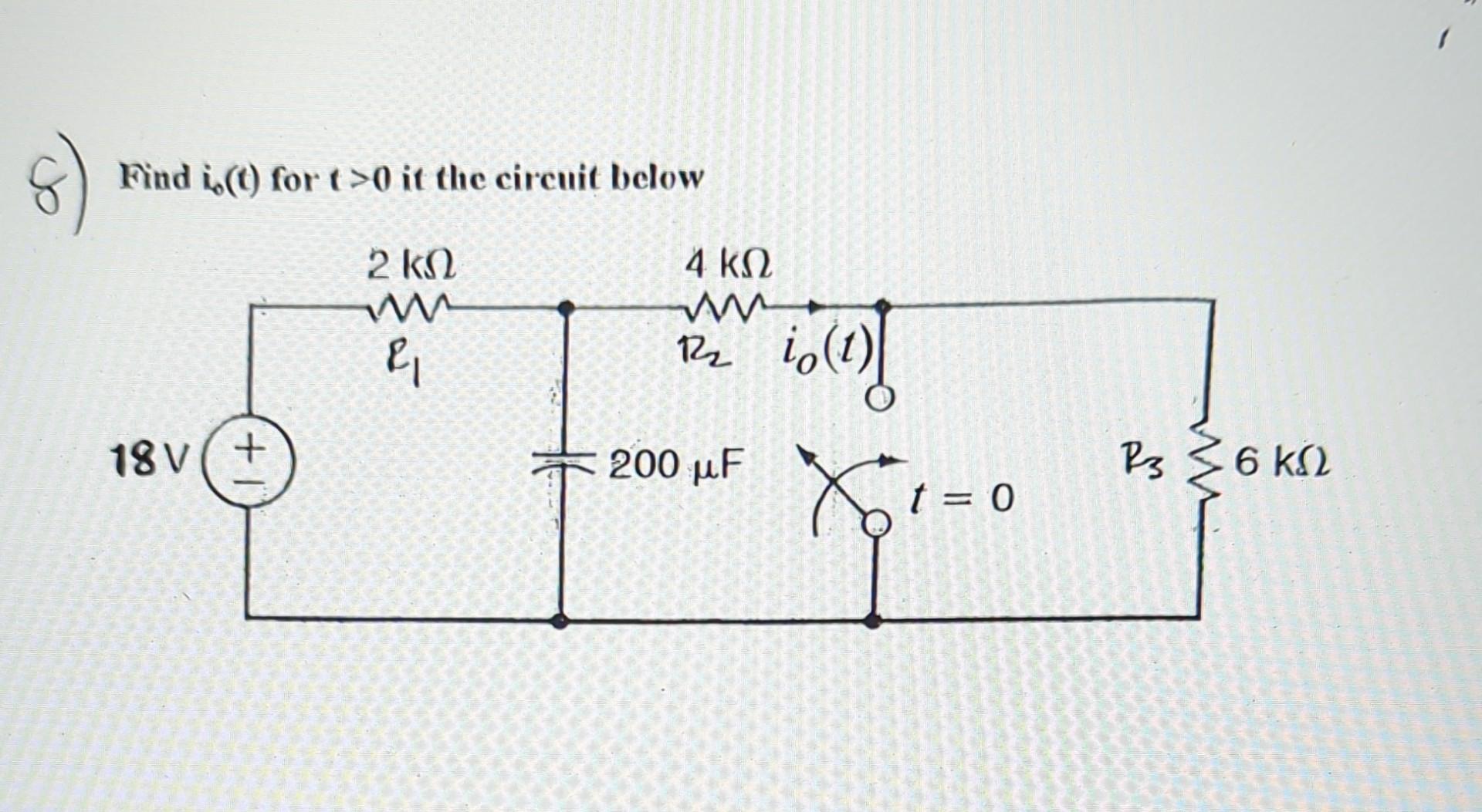 Solved Find i0(t) for t>0 it the circuit below | Chegg.com