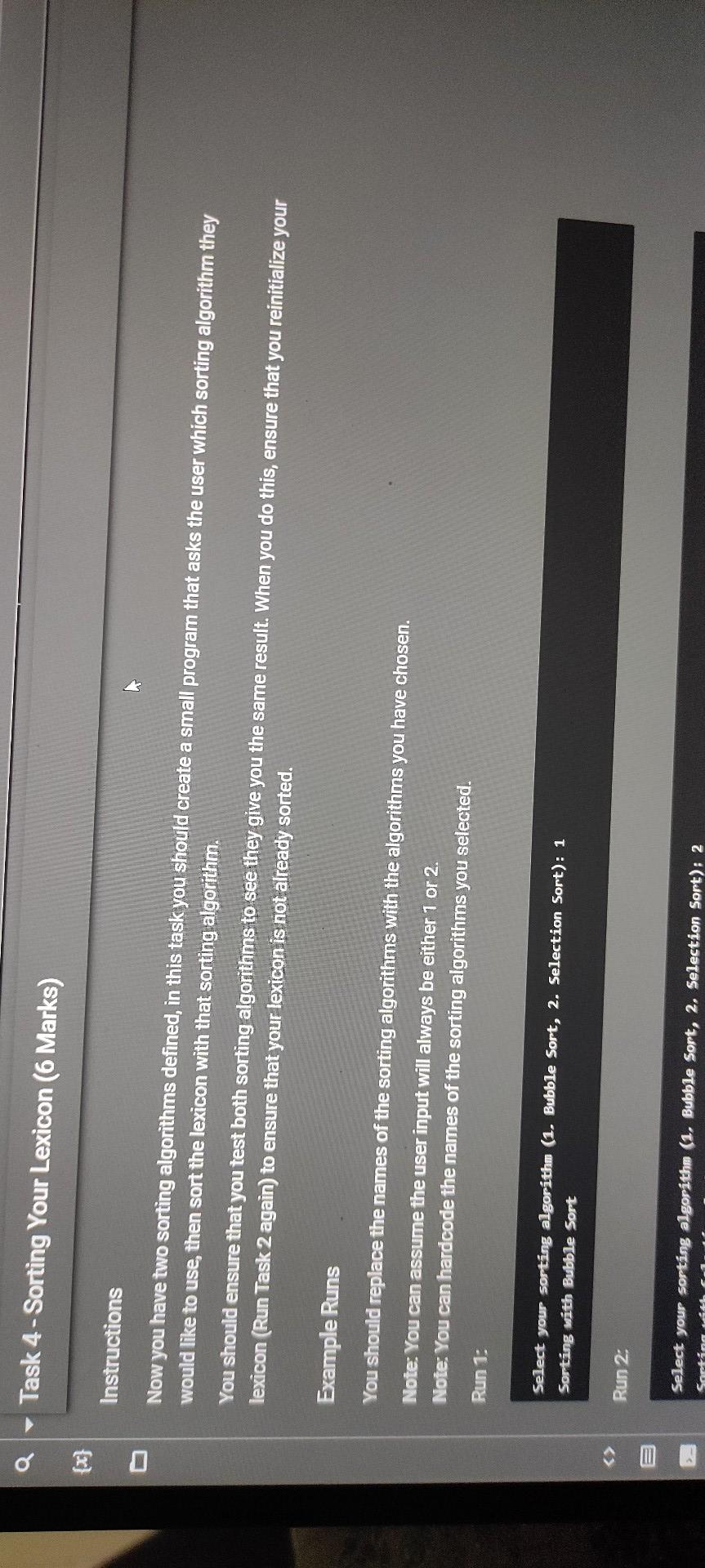 Solved Task 4 - Sorting Your Lexicon (6 | Chegg.com