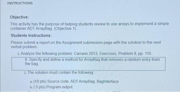 Solved INSTRUCTIONS Objective: This activity has the purpose | Chegg.com