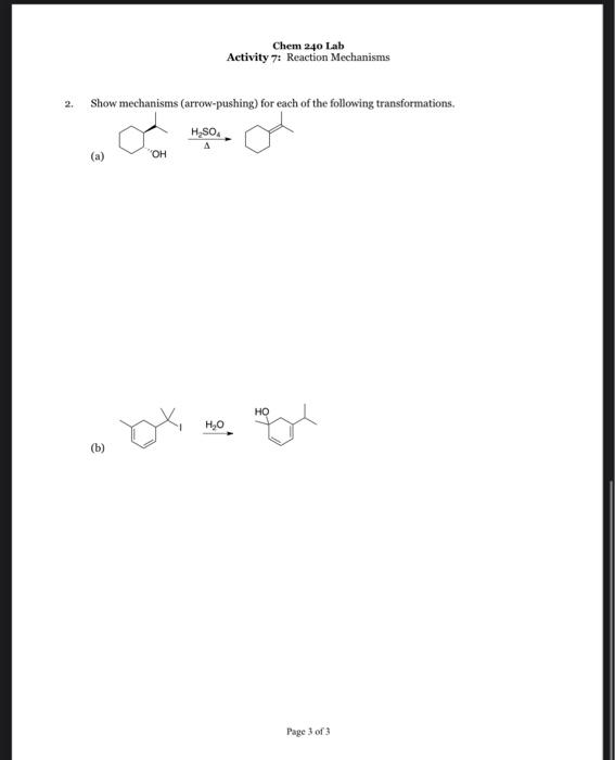 Solved Chem 240Lab Activity 7: Reaction Mechanisms 2. Show | Chegg.com