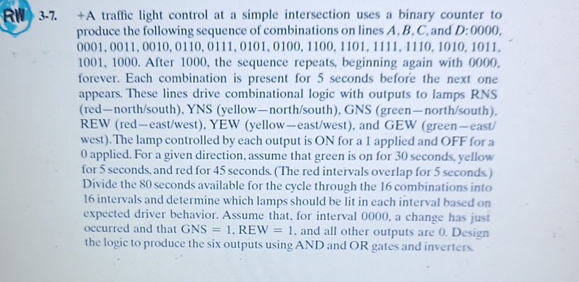 Solved RV. 3-7. + ﻿A traffic light control at a simple | Chegg.com