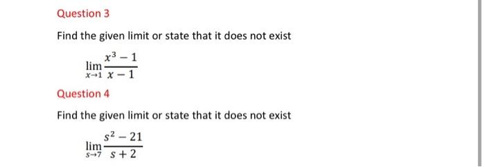 Solved Find the given limit or state that it does not exist | Chegg.com