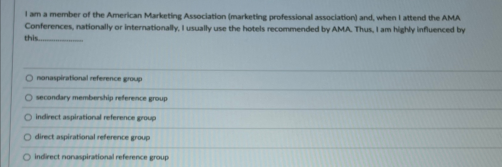 Solved I am a member of the American Marketing Association | Chegg.com