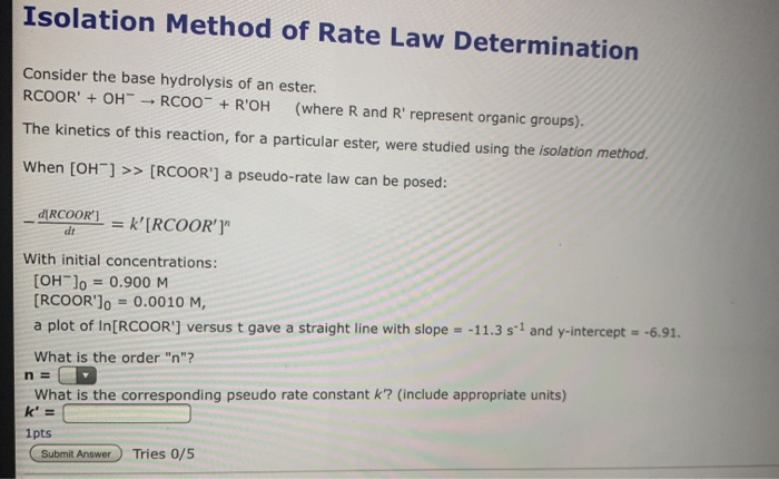 Solved Isolation Method of Rate Law Determination Consider | Chegg.com