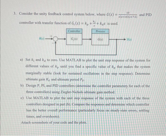 Solved 3. Consider the unity feedback control system below, | Chegg.com
