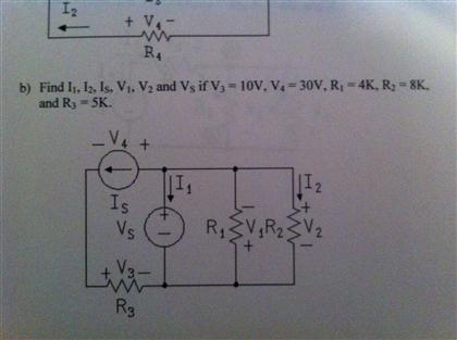 Solved Find I1, I2, Is, V1, V2 and Vs if V3 = 10V, V4 = 30V. | Chegg.com