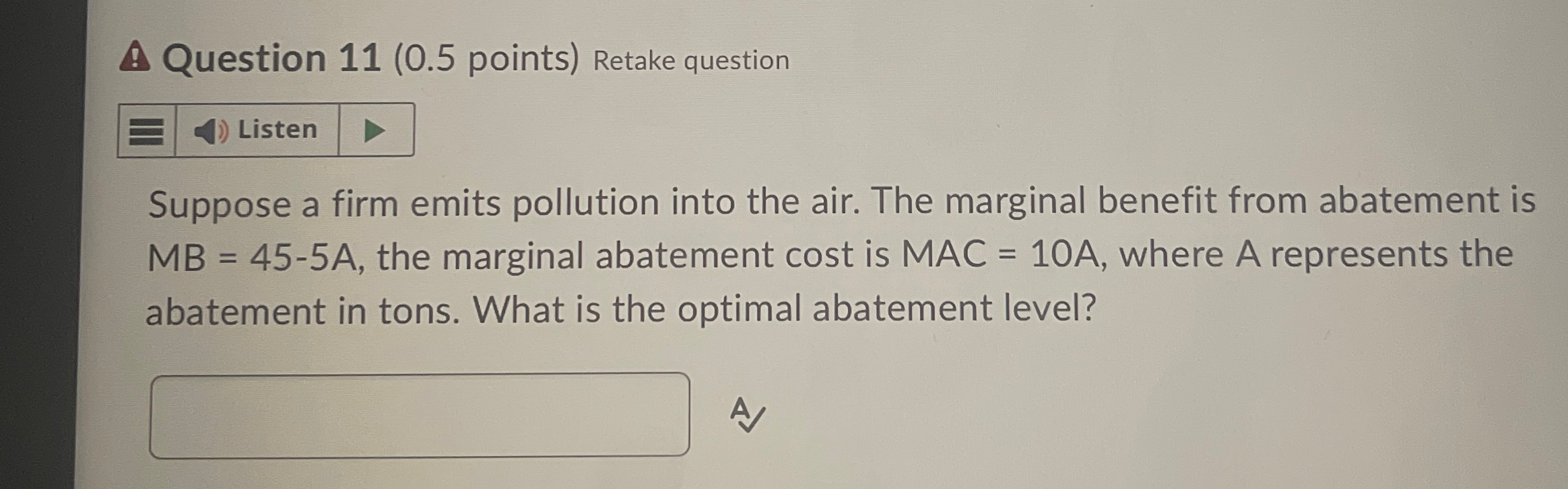 Solved Question 11 (0.5 ﻿points) ﻿Retake questionSuppose a | Chegg.com